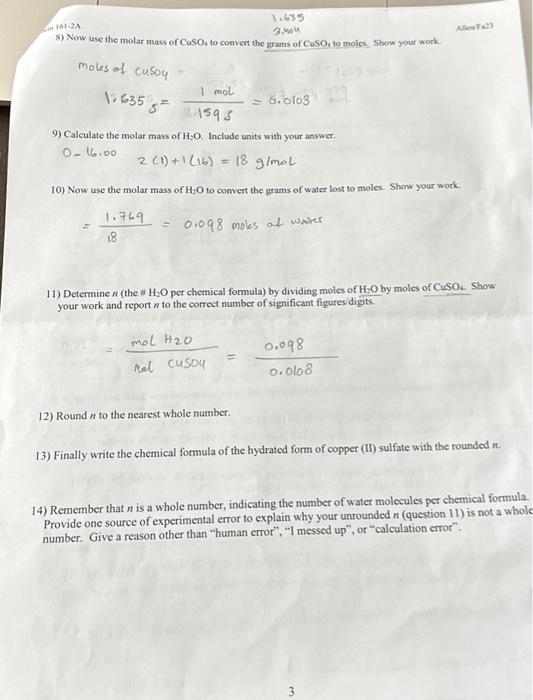 Solved 4) Fill in Table 2 below with your data from lab. 5) | Chegg.com