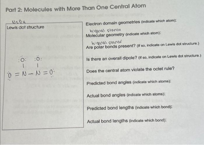 Solved Part 2: Molecules with More Than One Central Atom | Chegg.com