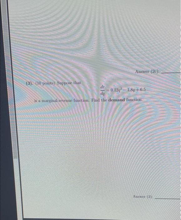 Solved (3). (10 points) Suppose that dqdr=0.12q2−1.8q+6.5 is | Chegg.com Solved (3). (10 points) Suppose that dqdr=0.12q2−1.8q+6.5 is | Chegg.com