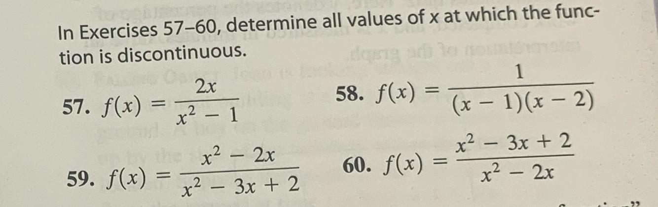 Solved In Exercises 57-60, determine all values of x at | Chegg.com Solved In Exercises 57-60, determine all values of x at | Chegg.com