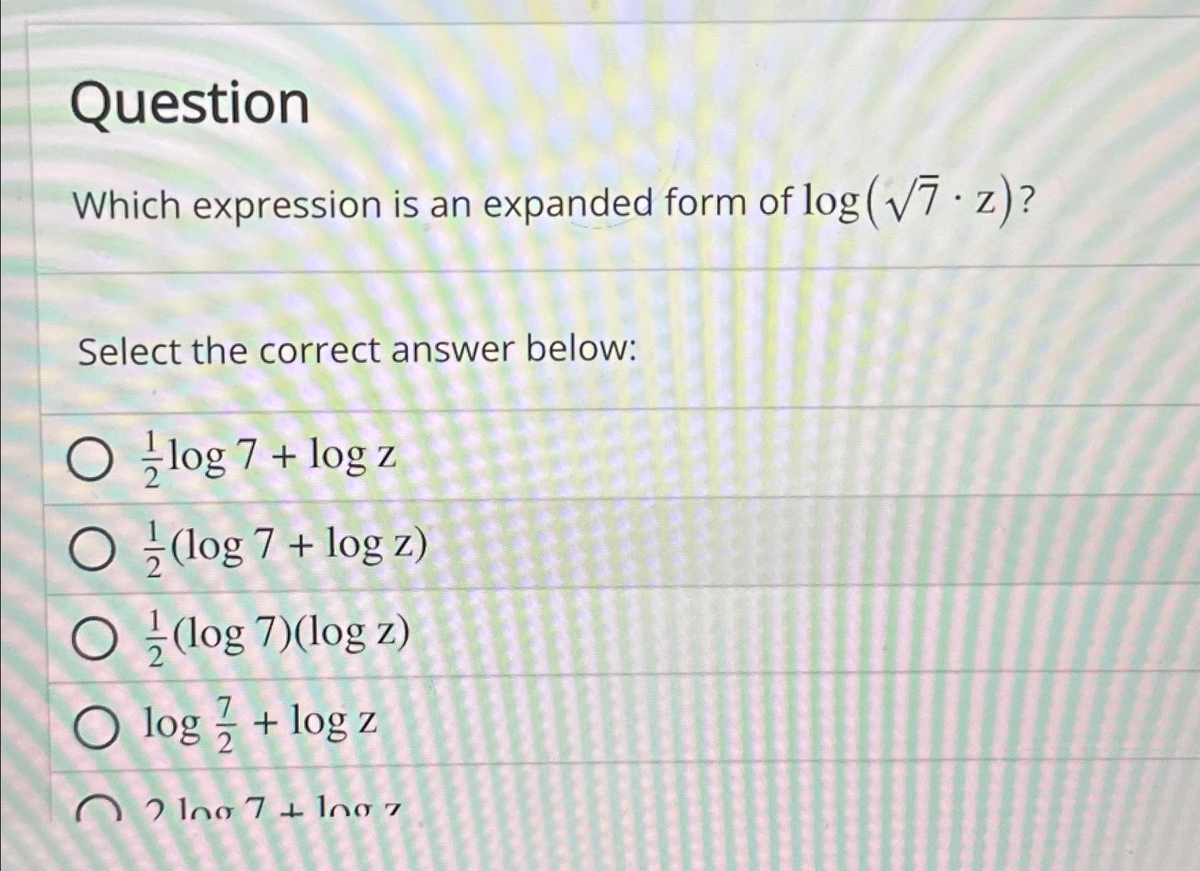 Solved QuestionWhich expression is an expanded form of | Chegg.com