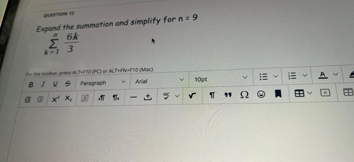 Solved QUESTION 12 Expand the summation and simplify for n = | Chegg.com