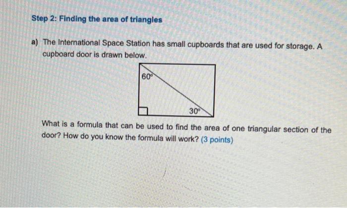 Solved Step 2: Finding the area of triangles a) The | Chegg.com