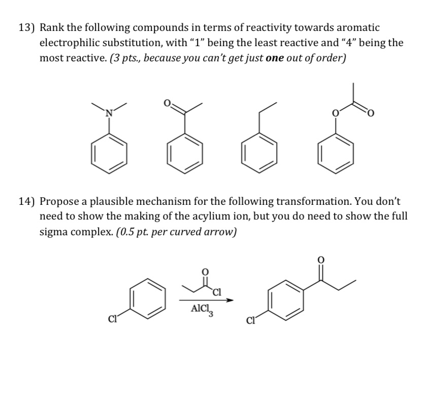 Solved Please do both! 13. ﻿Rank the following compounds in | Chegg.com