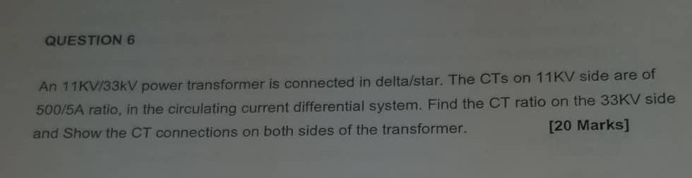 Solved An 11KV/33kV power transformer is connected in | Chegg.com