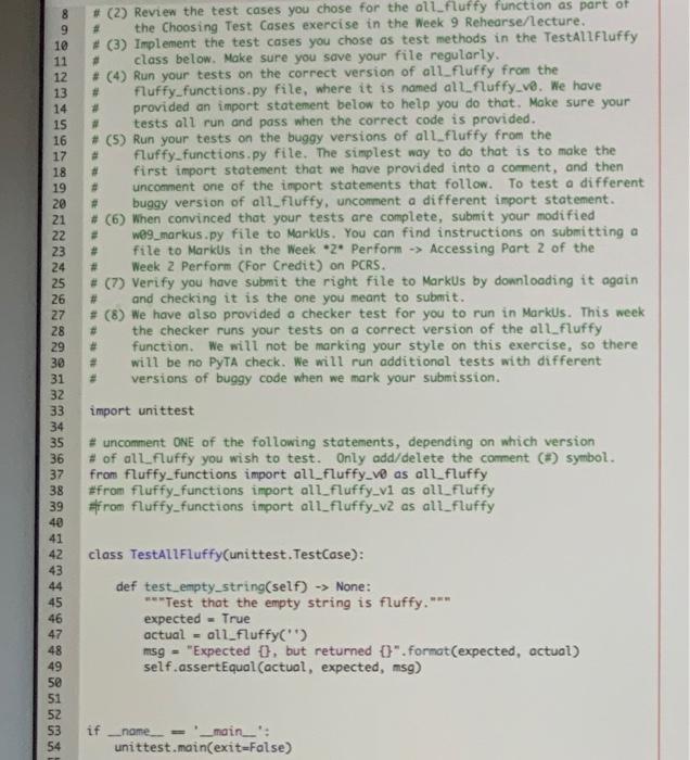 Solved ***Versions of all fluffy to test your tests for Week | Chegg.com