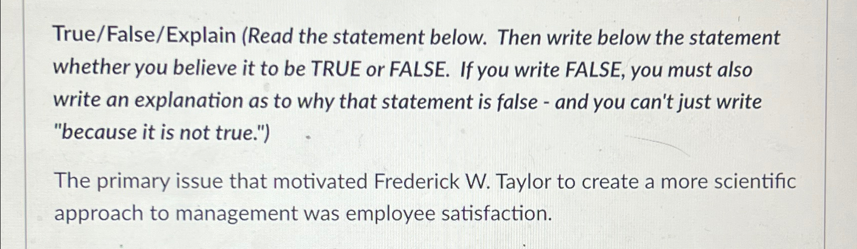 Solved True/False/Explain (Read the statement below. Then | Chegg.com