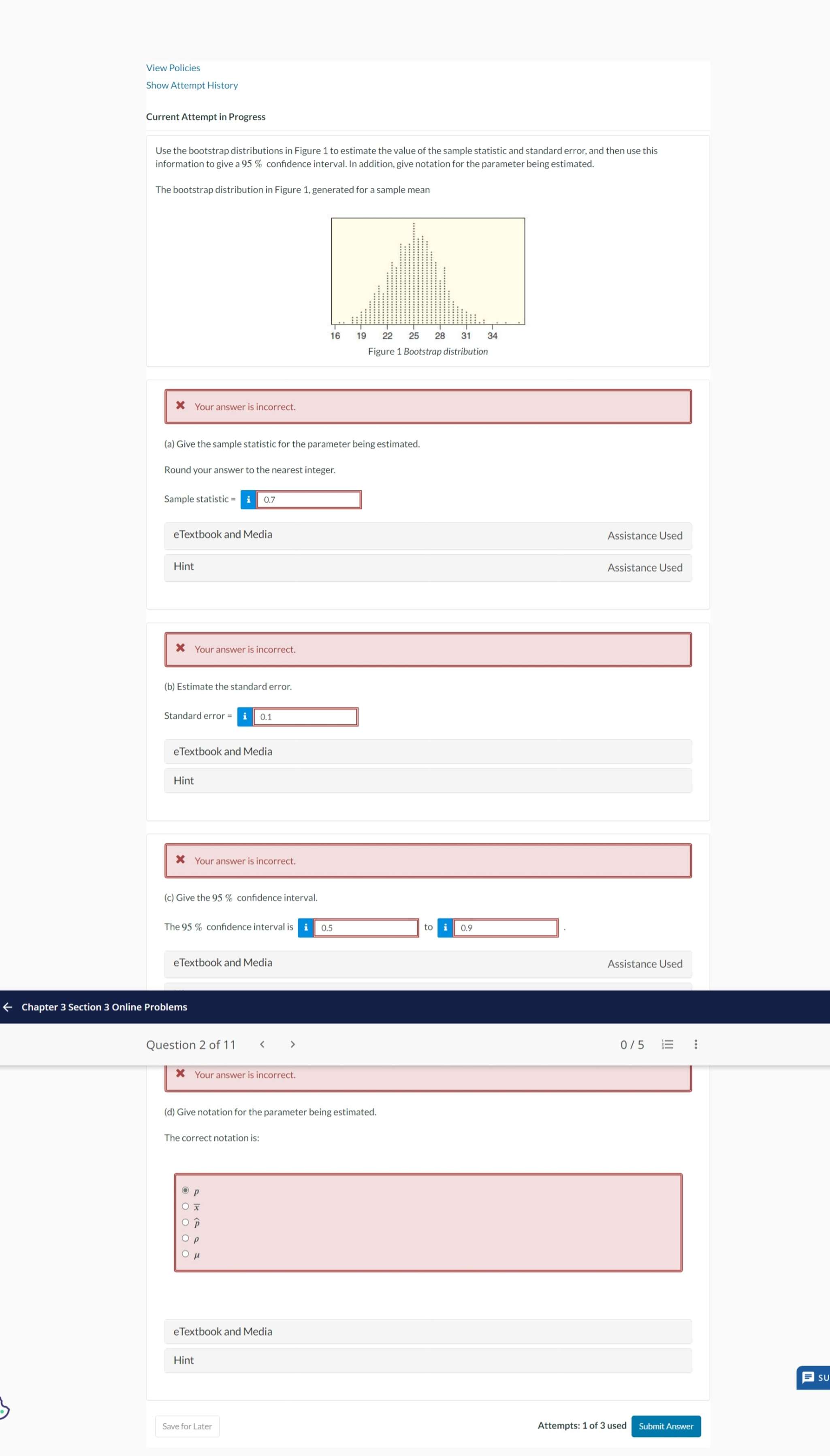 Solved (d) ﻿Give notation for the parameter being | Chegg.com