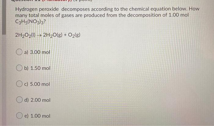 Solved Hydrogen peroxide decomposes according to the | Chegg.com