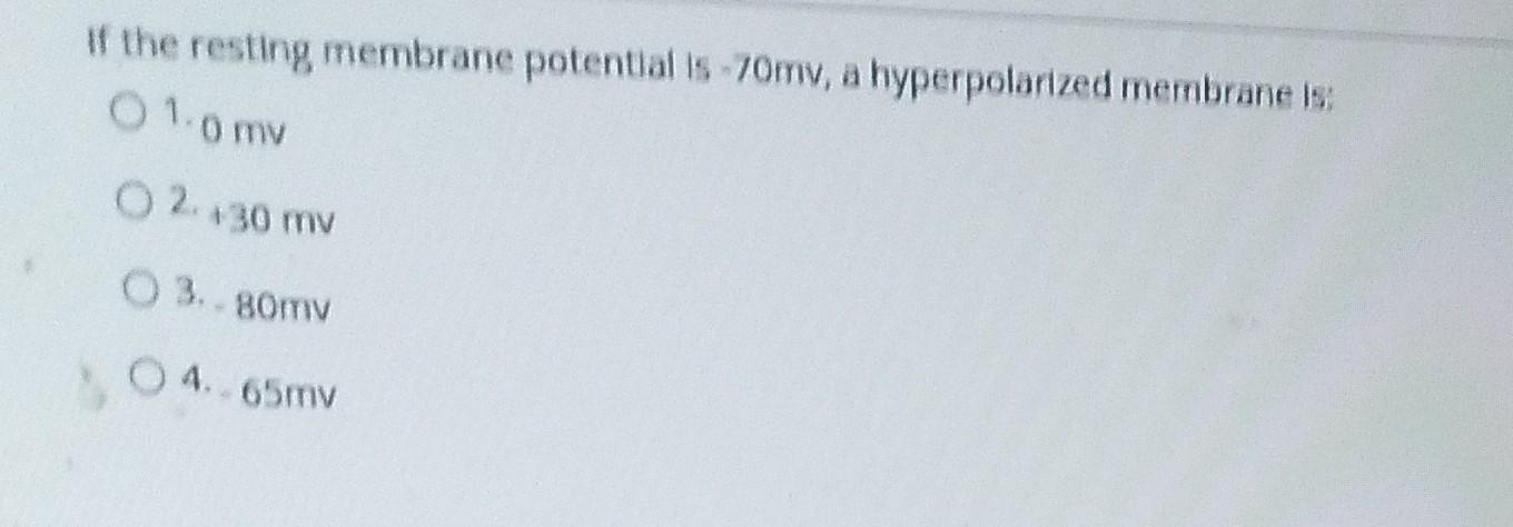 Solved If the resting membrane potentialis 20my, a | Chegg.com