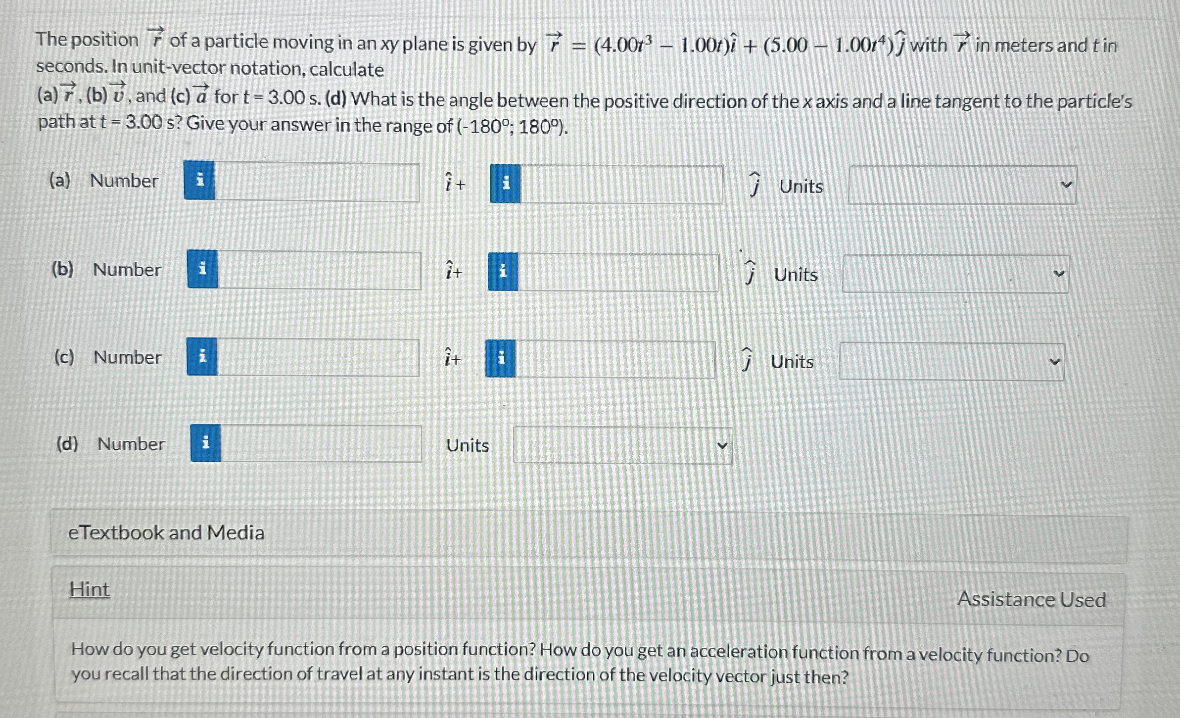 Solved The position vec(r) ﻿of a particle moving in an xy | Chegg.com
