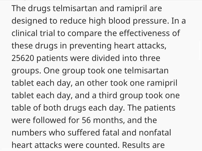 Solved The drugs telmisartan and ramipril are designed to | Chegg.com