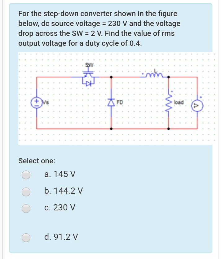 Solved For the step-down converter shown in the figure | Chegg.com