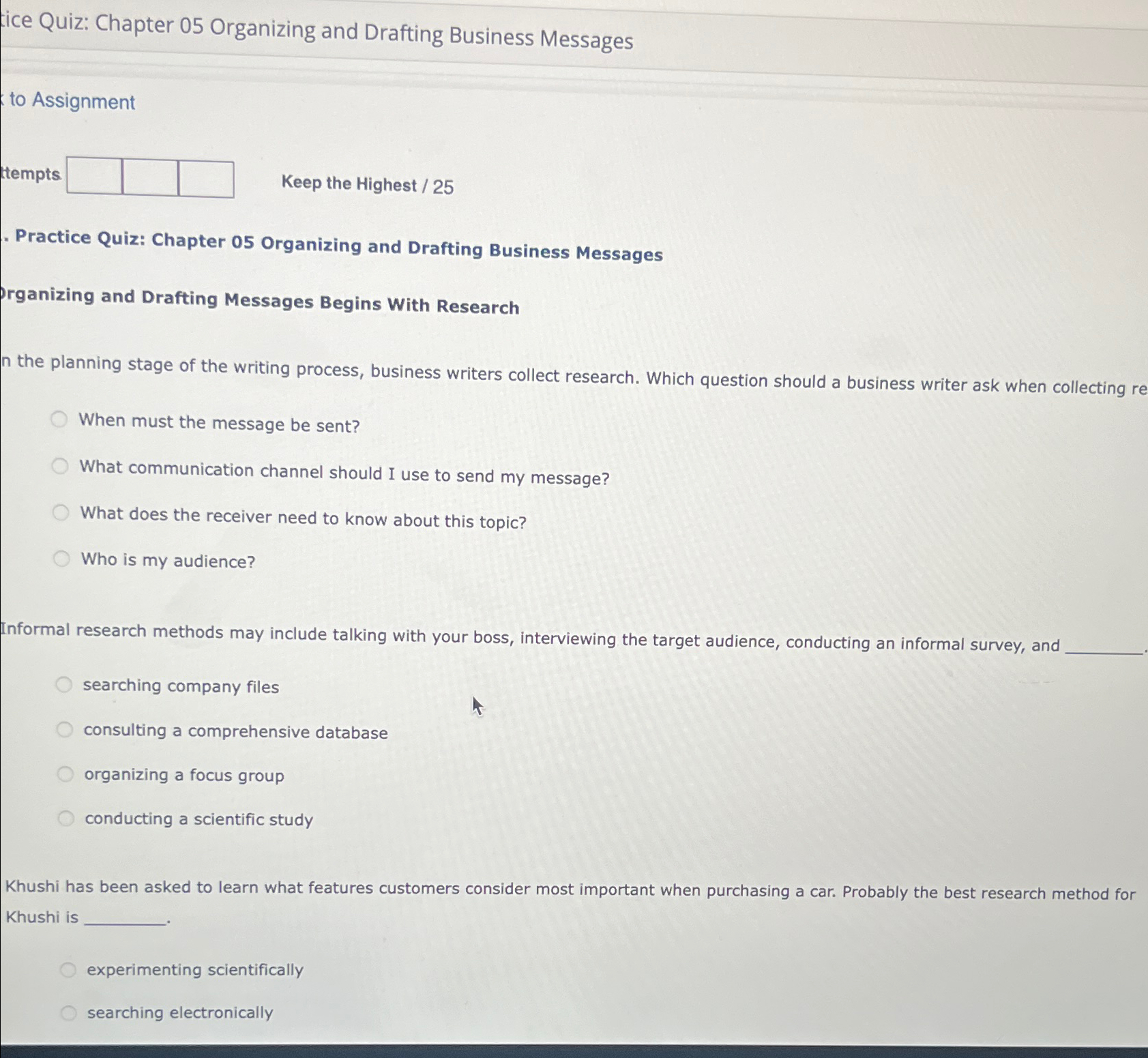 Solved ice Quiz: Chapter 05 ﻿Organizing and Drafting | Chegg.com