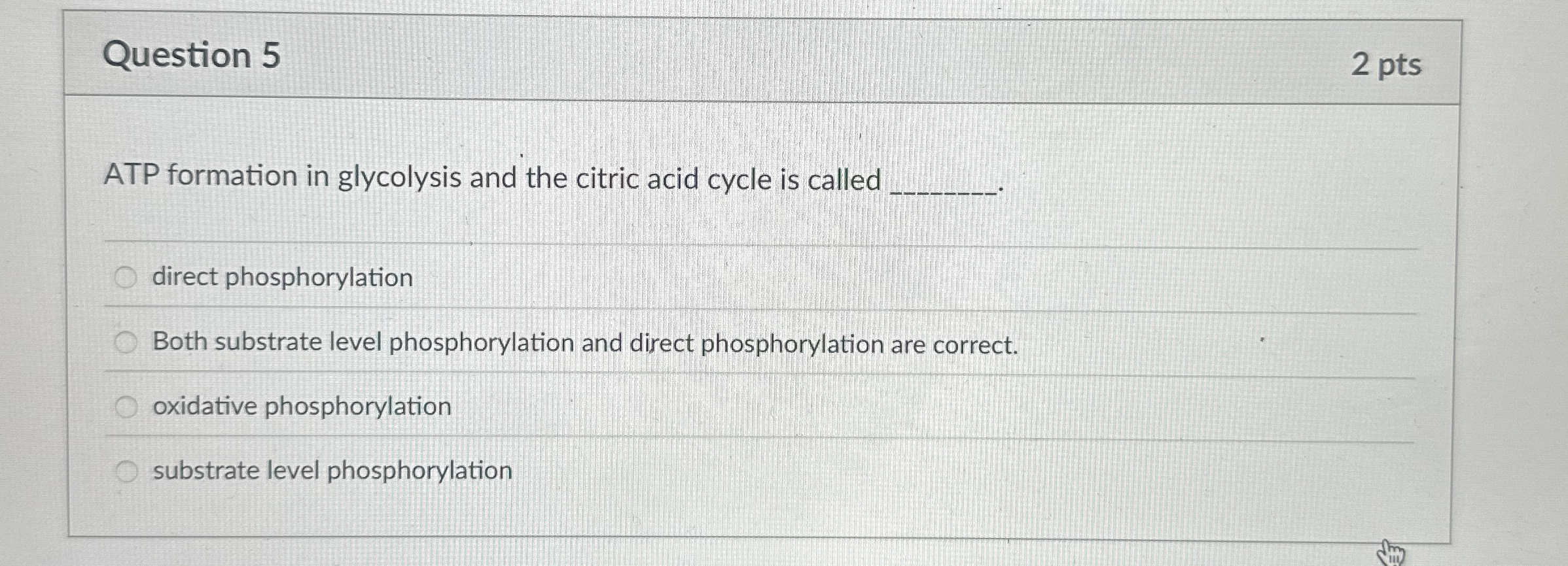 Solved Question 52 ﻿ptsATP formation in glycolysis and the | Chegg.com