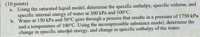 Solved ( 10 points) a. Using the saturated liquid model, | Chegg.com
