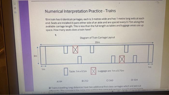 Solved Numerical Interpretation Practice - Trains 1) A train | Chegg.com