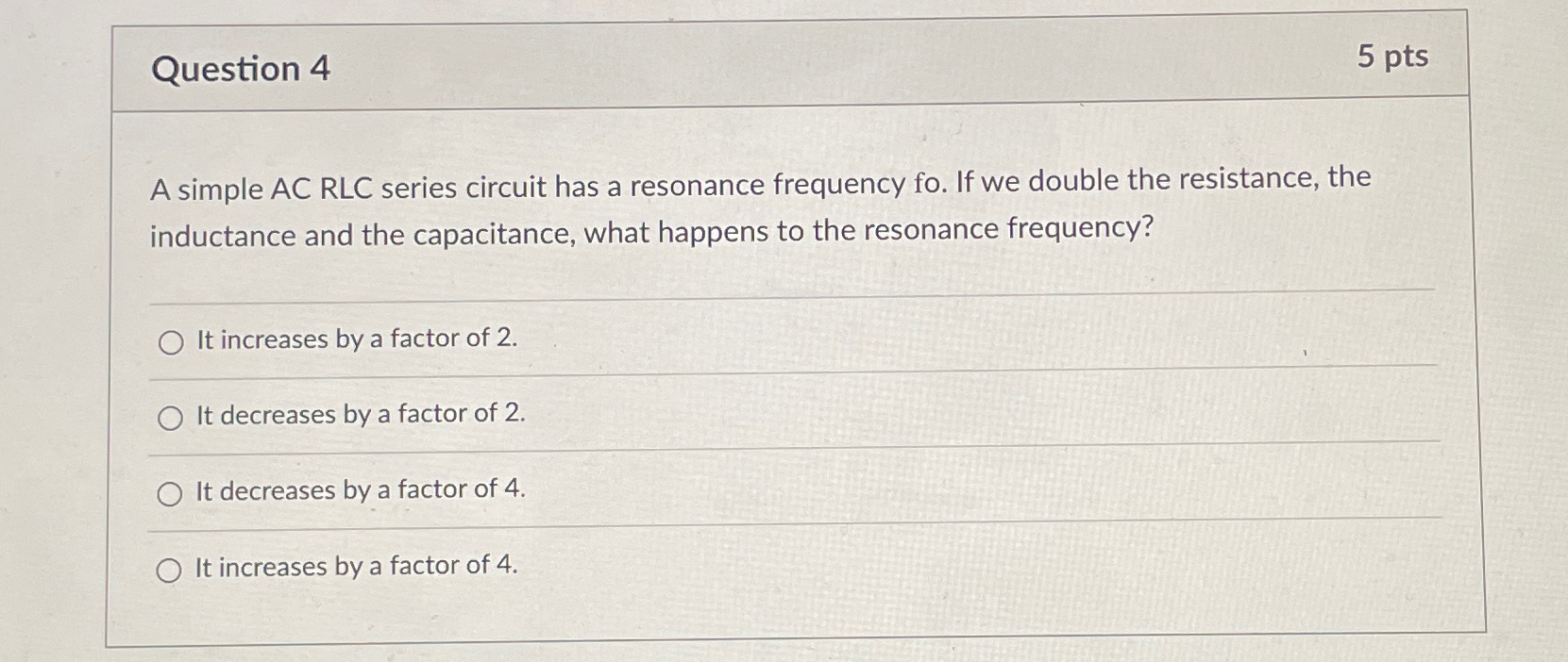 Solved Question 45 ﻿ptsA simple AC RLC series circuit has a | Chegg.com