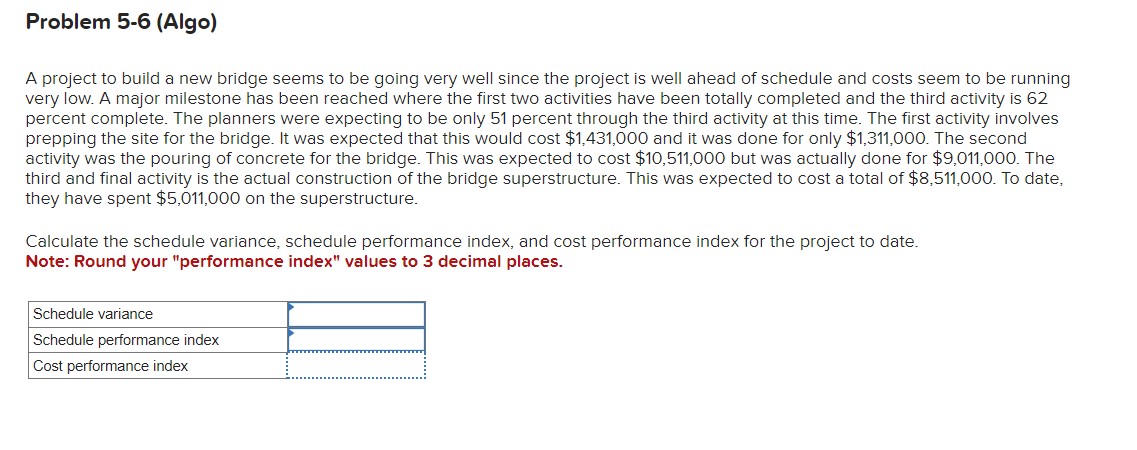 Solved Problem 5-6 (Algo)A project to build a new bridge | Chegg.com