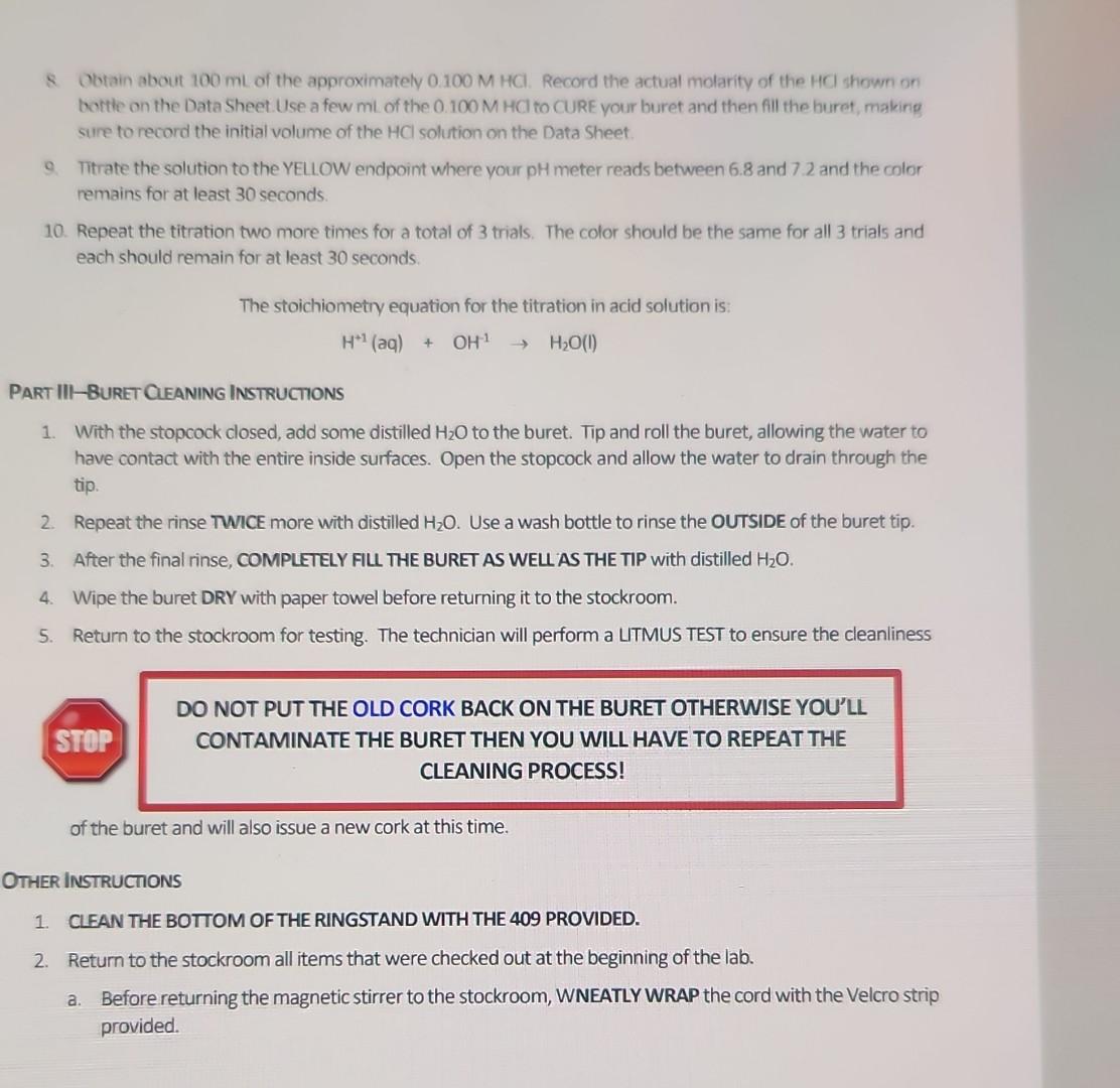 Wsing 100ml0.100 m tui) ( 0.100MMCl Final Piret | Chegg.com