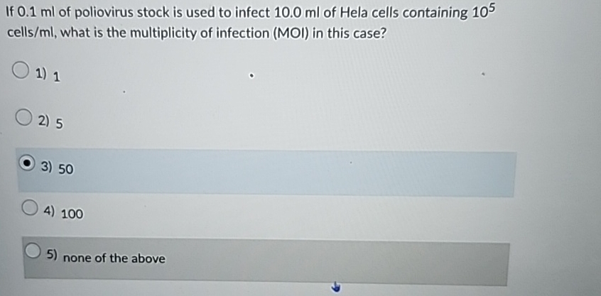 Solved If 0.1ml ﻿of poliovirus stock is used to infect | Chegg.com