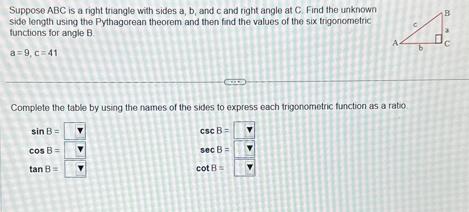 Solved Suppose ABC is a right triangle with sides a,b, ﻿and | Chegg.com