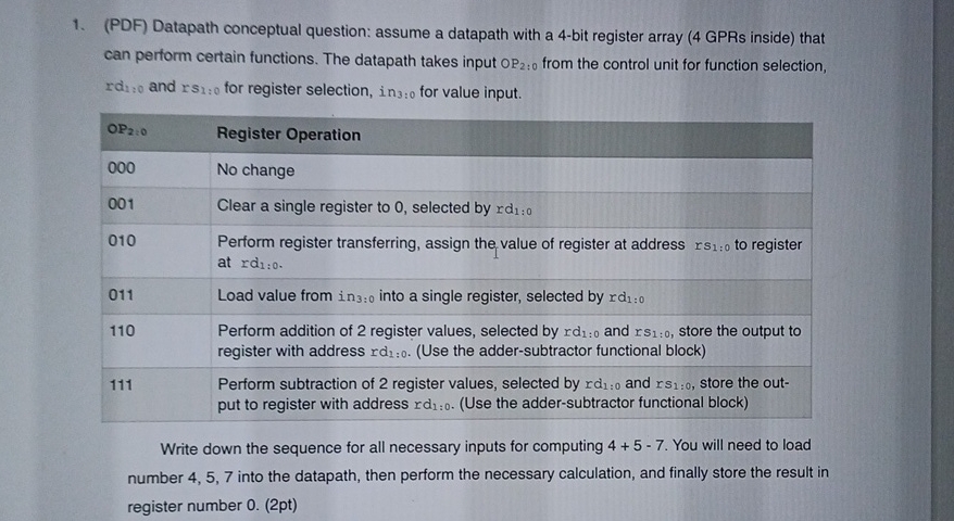 Solved (PDF) ﻿Datapath conceptual question: assume a | Chegg.com