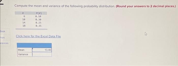 Solved Compute the mean and variance of the following | Chegg.com