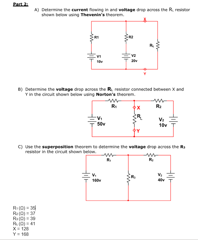 Solved Part 2:A) ﻿Determine the current flowing in and | Chegg.com