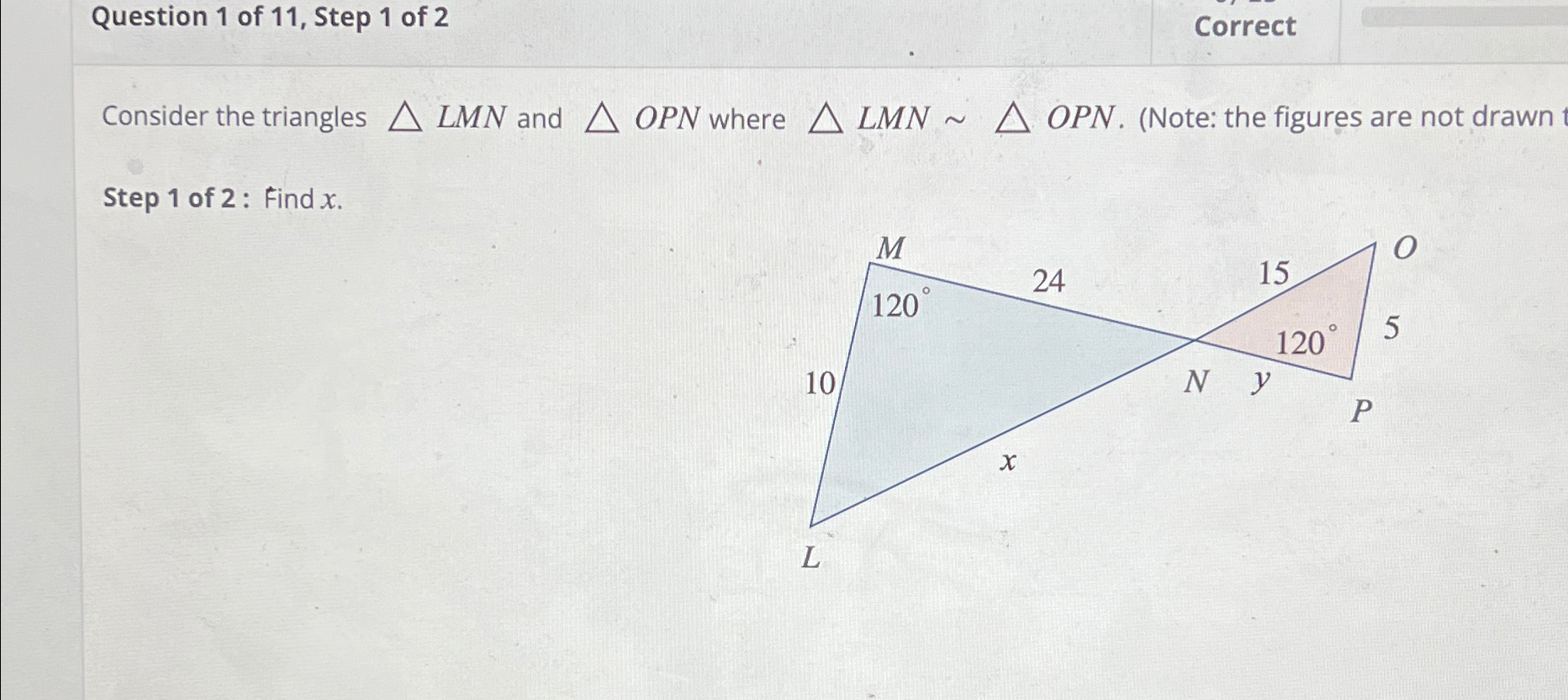 Solved Consider the triangles ????LMN ﻿and ????OPN ﻿where | Chegg.com