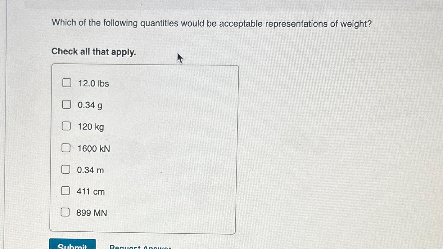 Solved Which of the following quantities would be acceptable | Chegg.com