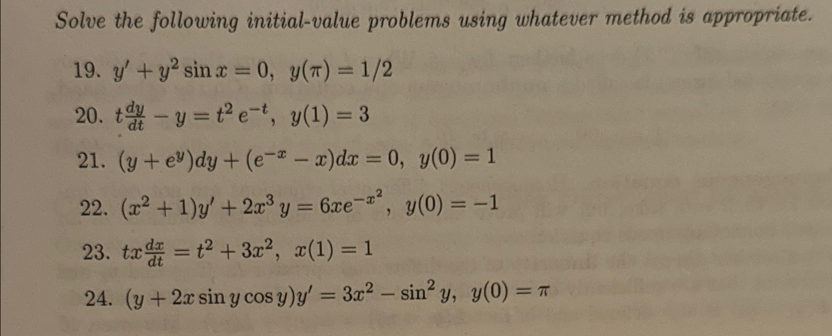 Solved Solve the following initial-value problems using | Chegg.com