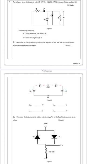 Solved 2 A. In below given diodes circuit with V1-12V.R-IRL | Chegg.com