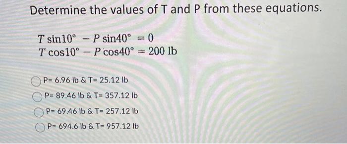 Solved Determine the values of T and P from these equations. | Chegg.com