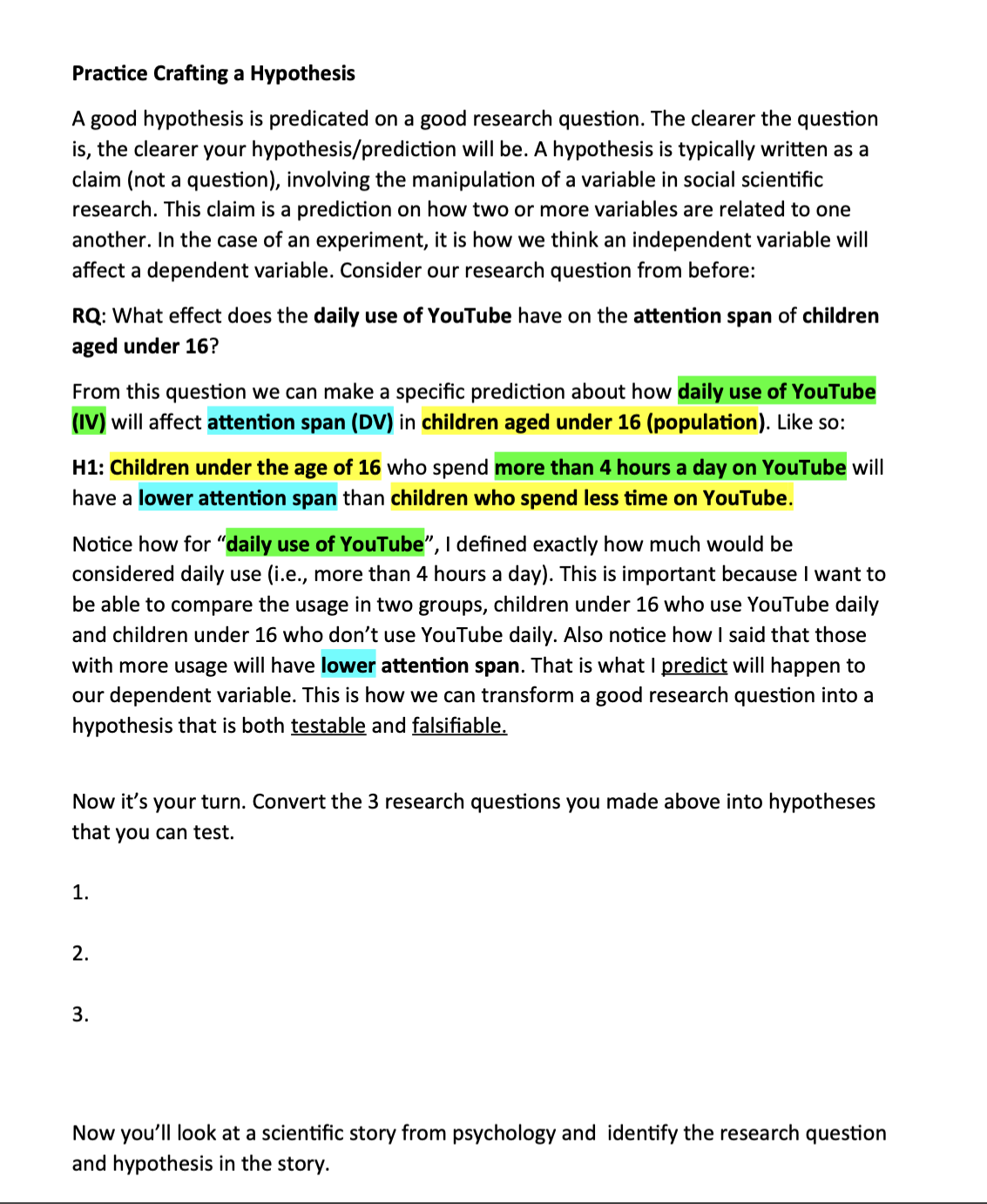 Solved Practice Crafting a HypothesisA good hypothesis is | Chegg.com