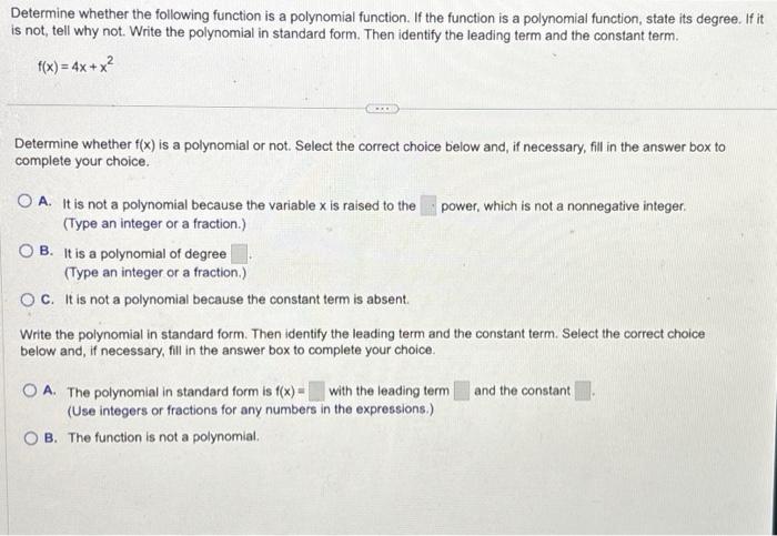 Solved Determine whether the following function is a | Chegg.com