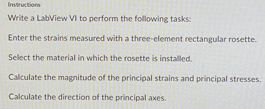 Solved InstructionsWrite a LabView VI to perform the | Chegg.com