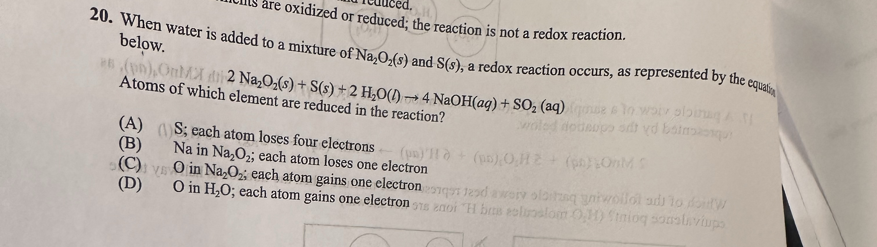 Solved ized or reduced; the reaction is not a redox | Chegg.com