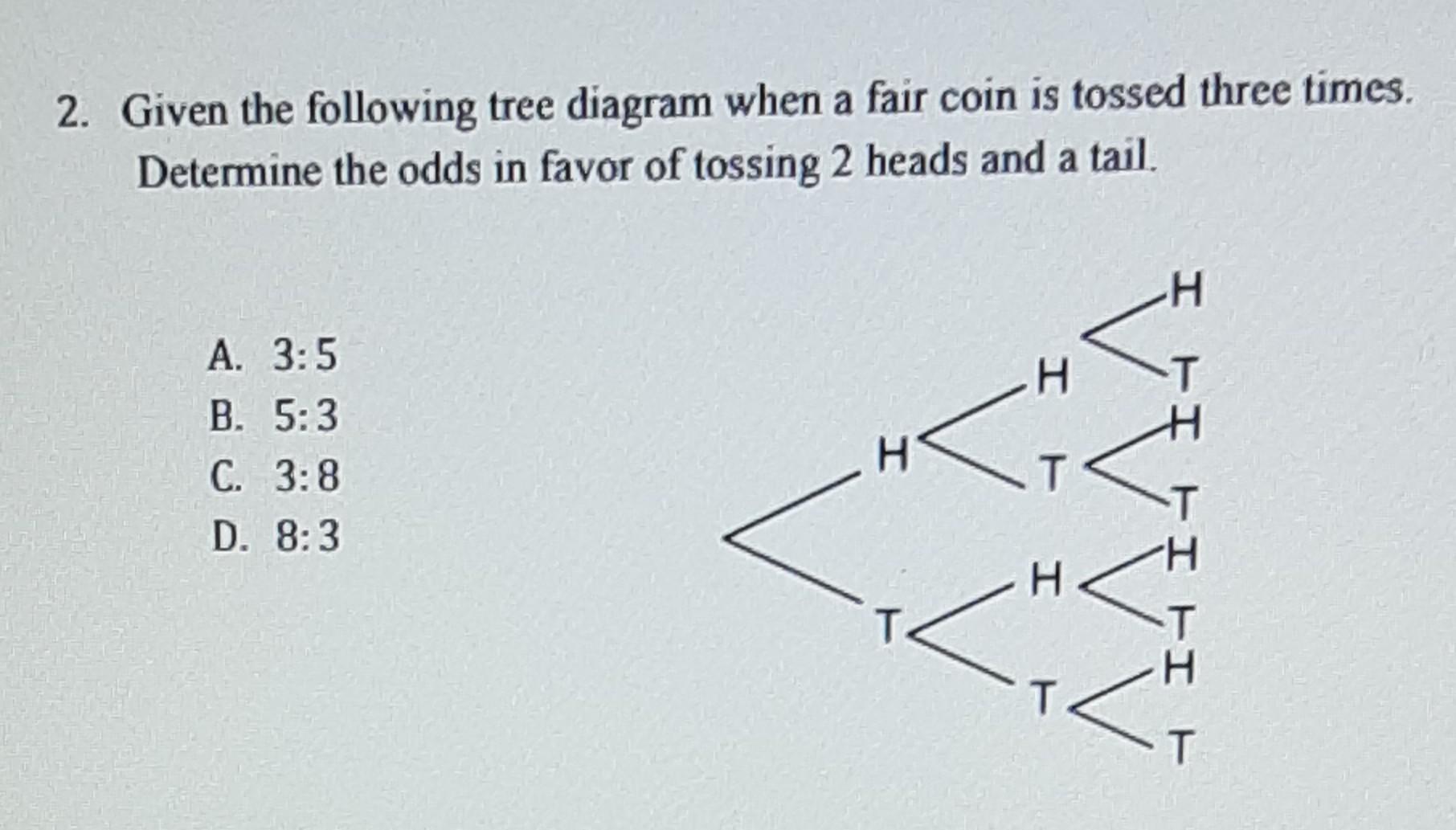 Solved 2. Given the following tree diagram when a fair coin | Chegg.com