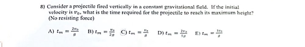 Solved Consider a projectile fired vertically in a constant | Chegg.com