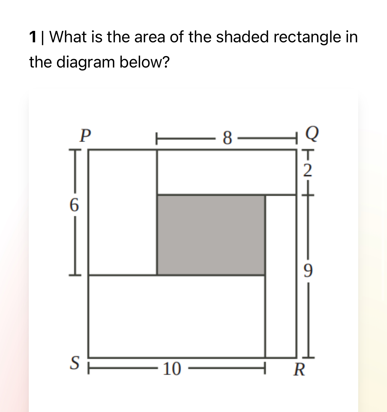 Solved 1 | ﻿What is the area of the shaded rectangle in the | Chegg.com