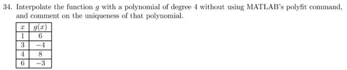 Solved 4. Interpolate the function g with a polynomial of | Chegg.com