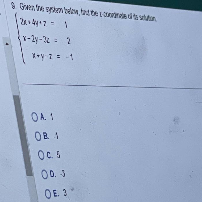 Solved Given the system below, find the z-coordinate of its | Chegg.com