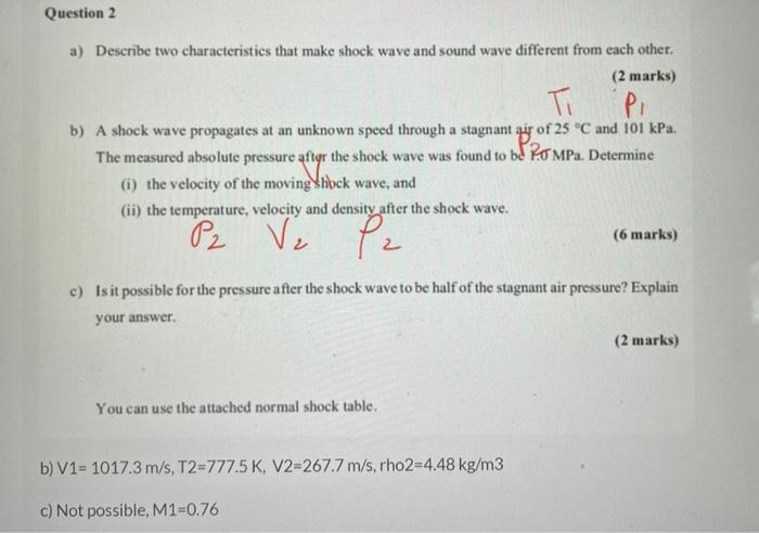 Solved a) Describe two characteristics that make shock wave | Chegg.com