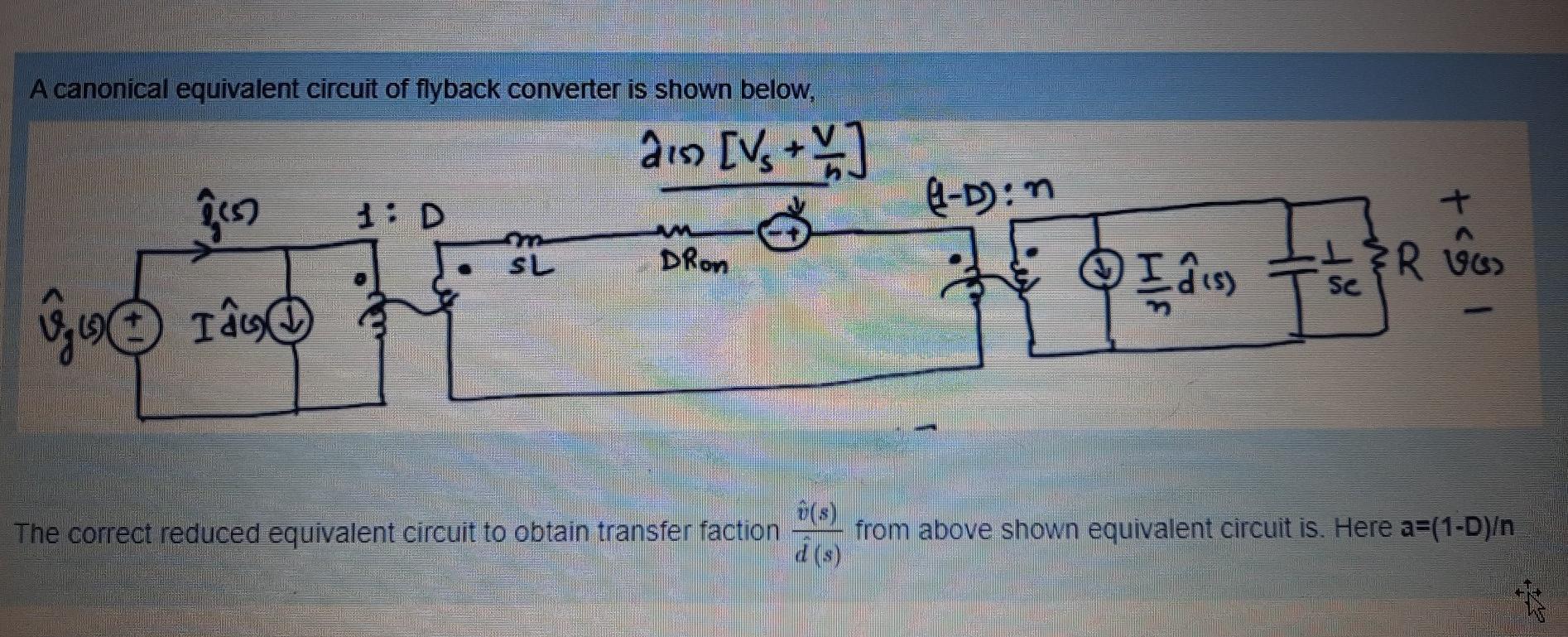 Solved A canonical equivalent circuit of flyback converter | Chegg.com