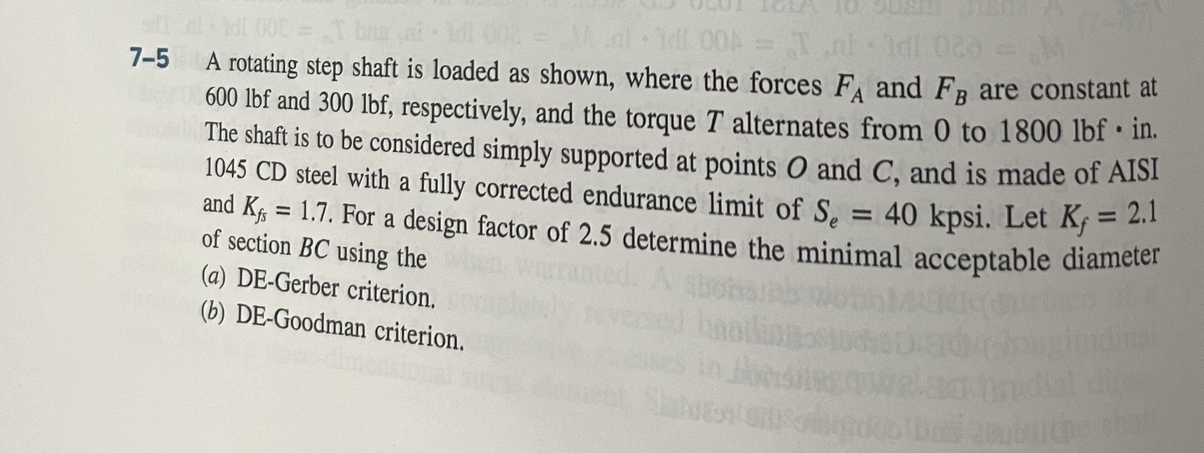 Solved 7-5 ﻿A rotating step shaft is loaded as shown, where | Chegg.com