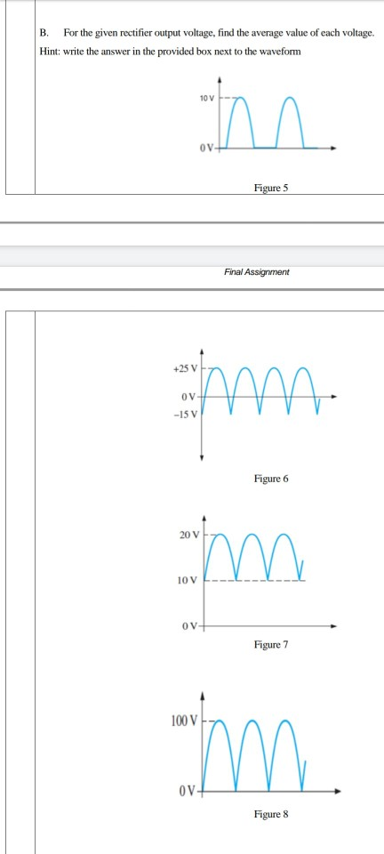 Solved B. For the given rectifier output voltage, find the | Chegg.com