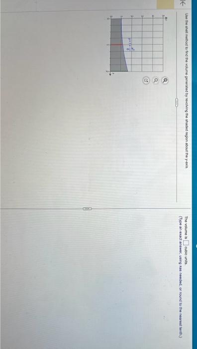 Solved ↑ Use the shell method to find the volume generated | Chegg.com