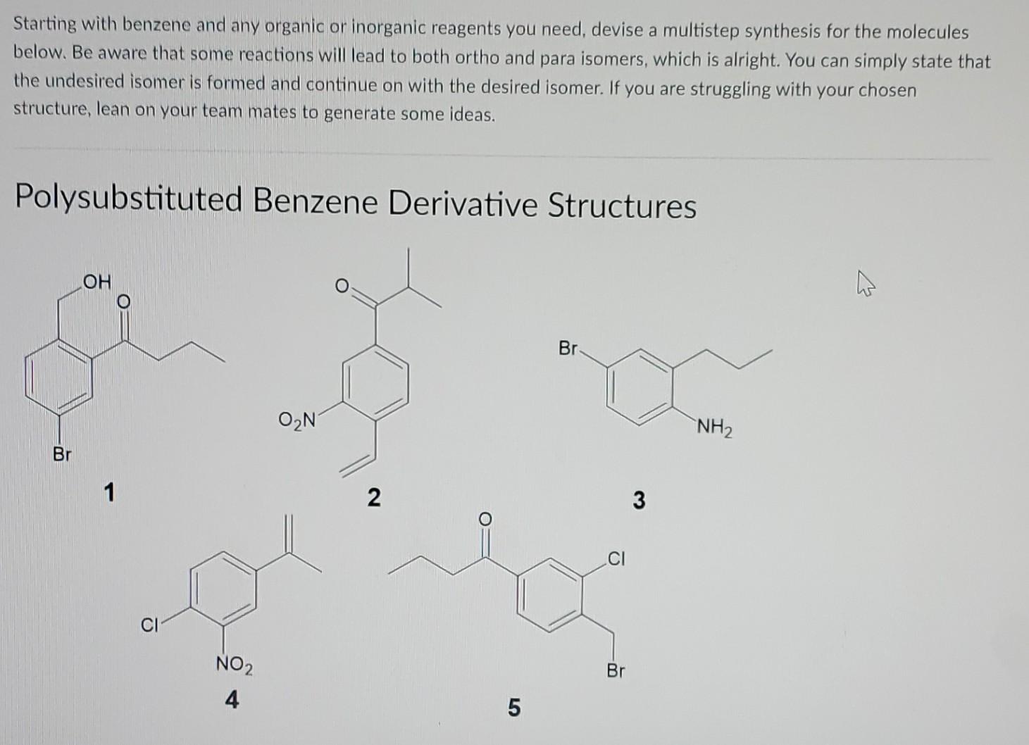 Solved Starting with benzene and any organic or inorganic | Chegg.com