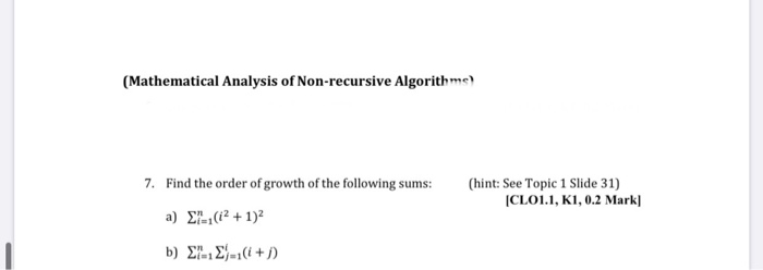 Solved (Mathematical Analysis of Non-recursive Algorithme) | Chegg.com